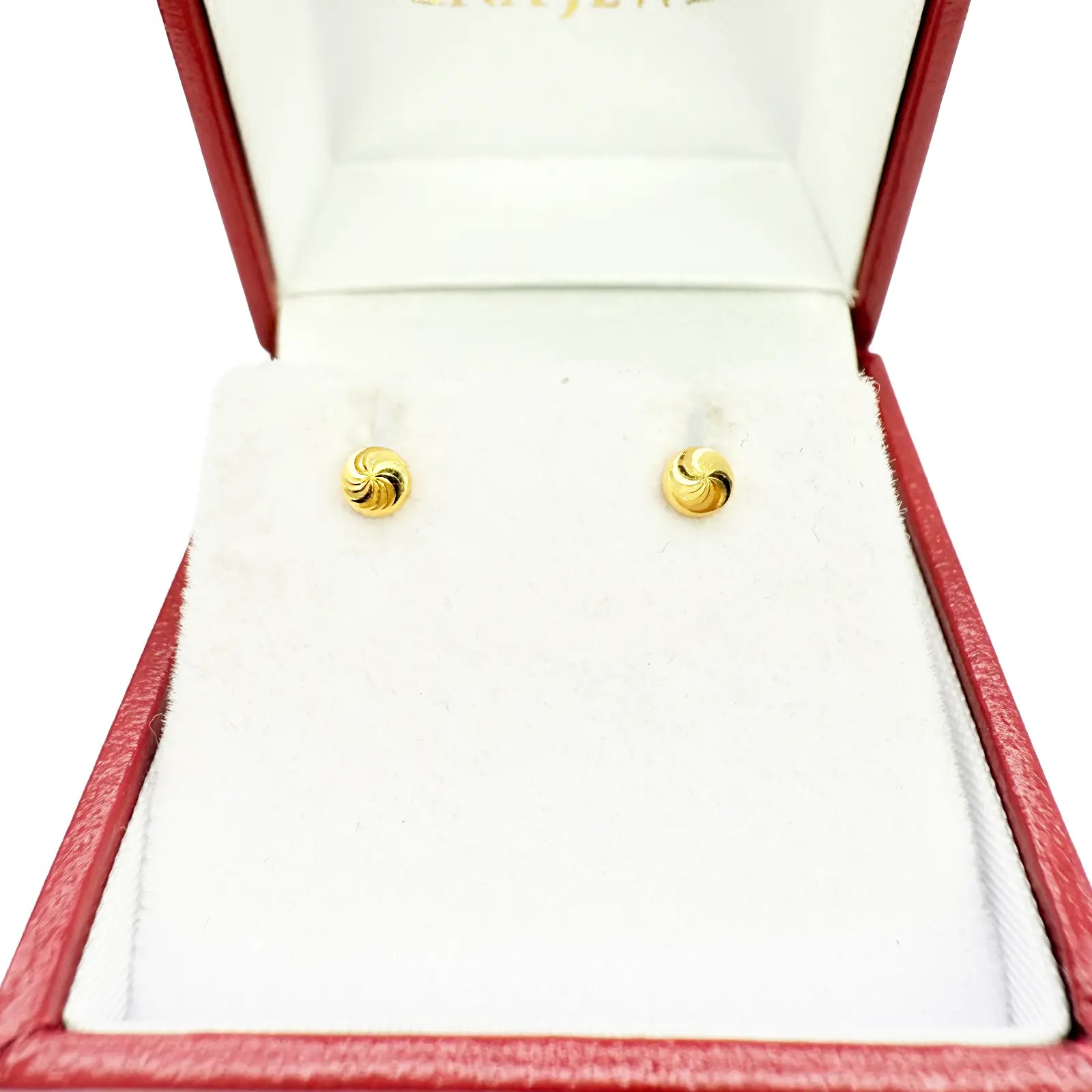 22ct Yellow Gold Diamond Cut Swirl Children Stud Earrings Screw Back ...