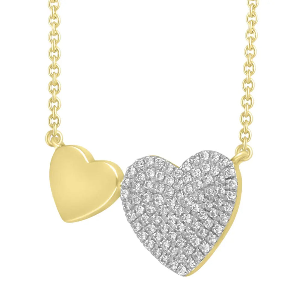 9ct Yellow Gold & Natural Diamonds Heart Pendant with 9ct Chain 0.25ct ...