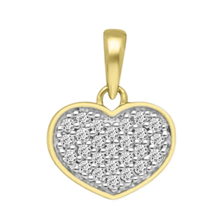 9ct Yellow Gold & Natural Diamonds Heart Pendant with 9ct Chain 0.14ct ...
